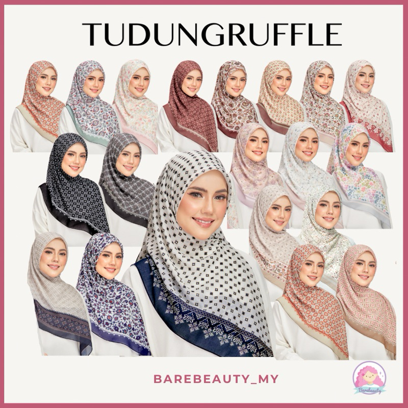 [READYSTOCK] Tudung Ruffle Malika Printed Cotton Voile Tudung Bawal ...