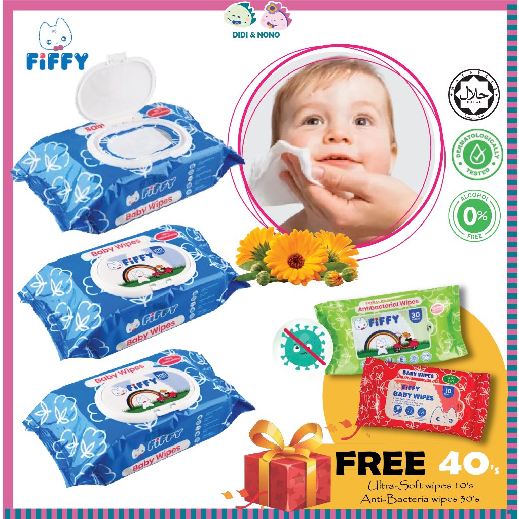 LIMITED STOCK FIFFY BABY CALENDULA WIPES (100 SHEETS x3 + 30 + 10 ...