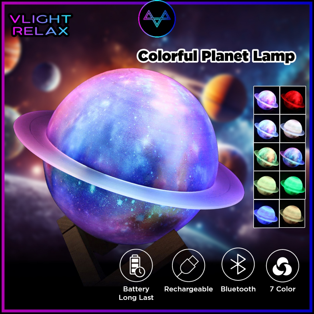 Planet Lamp with Bluetooth Speaker Starry Sky Lamp Moon Light Saturn ...