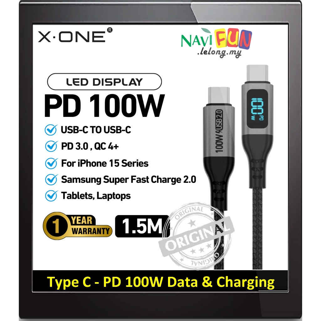 [ 100W Ultra Pro LED Cable ][ Digital display ][ USB Type C ] X -One ...