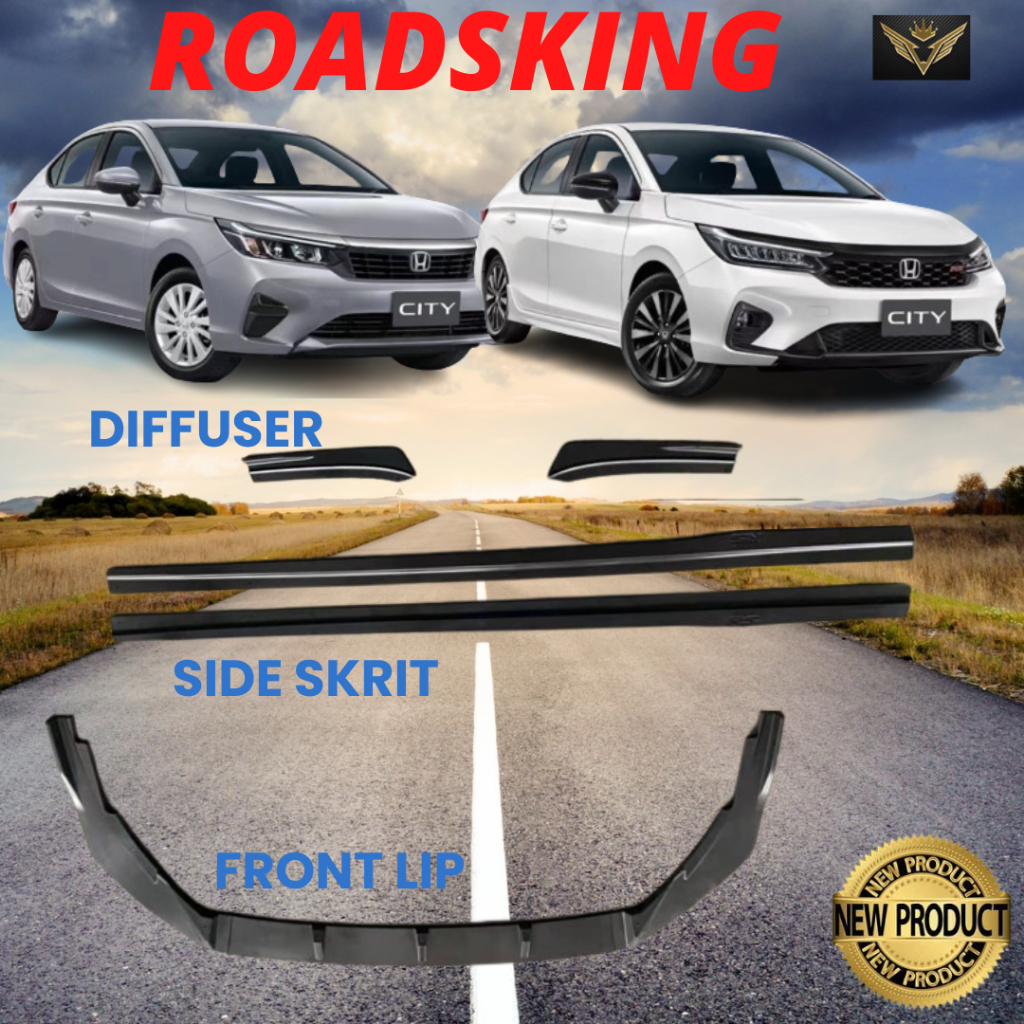 HONDA CITY 2023 SEDAN FACELIFT RS V3 GLOSSY BLACK BODYKIT FRONT LIP ...