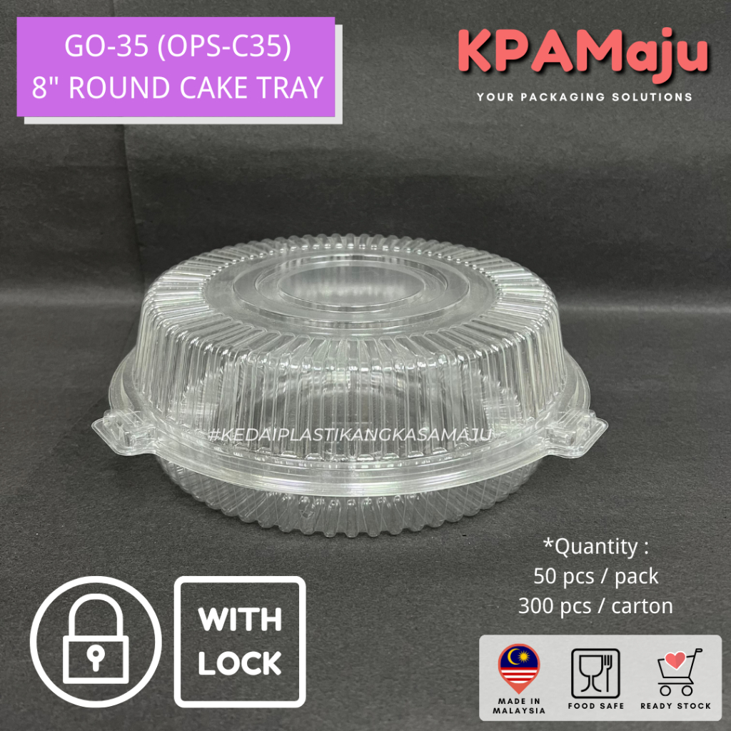 [300pcs/carton] GO-35 (OPS-35) - 8" Round Cake Tray - Bakery Disposable Plastic Clear, Benxon GC ...