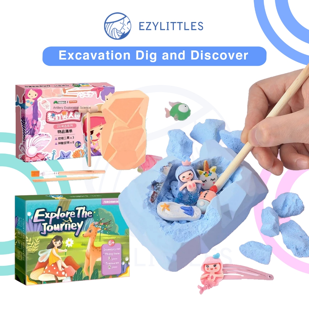 EZYLITTLES Children Excavation Dig and Discover Toy Treasure Mining Kit ...