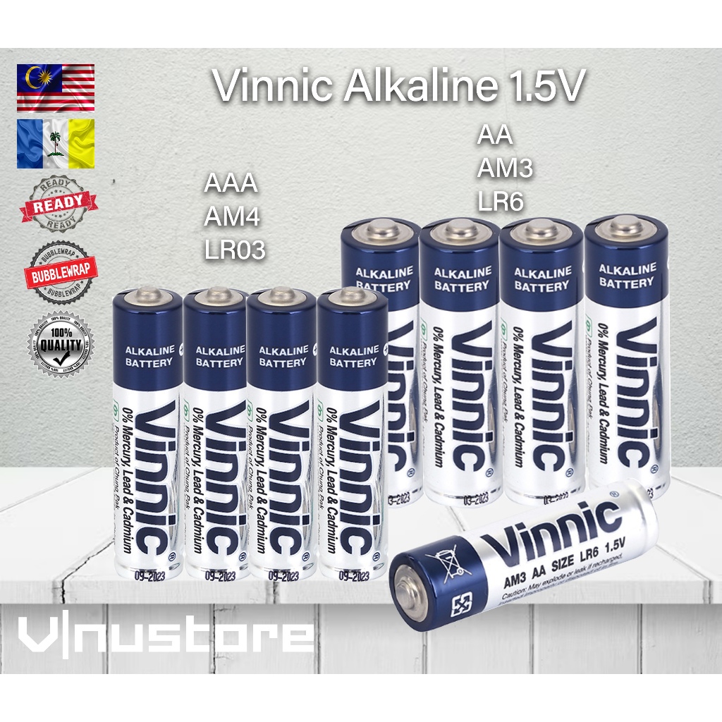 Original Vinnic AA / AAA Alkaline 1.5V Battery AM3 AM4 LR6 LR03 ...