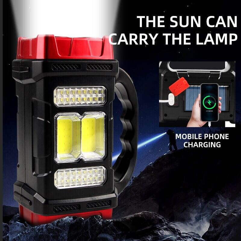 Solar Powered Rechargeable LED Multifunctional Portable Light USB Dual ...