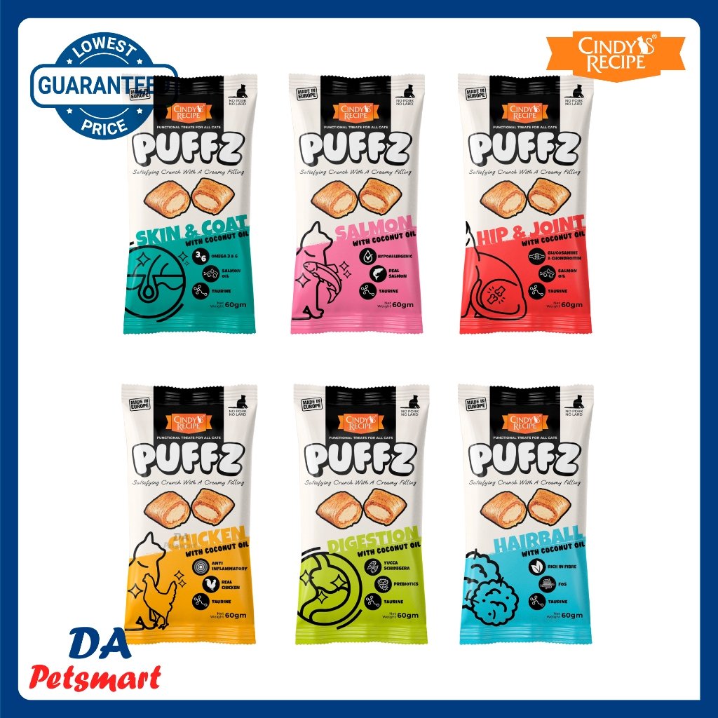 CINDY'S RECIPE Puffz | Dental Puffz 60g_Cat Treats (Chicken/Salmon ...