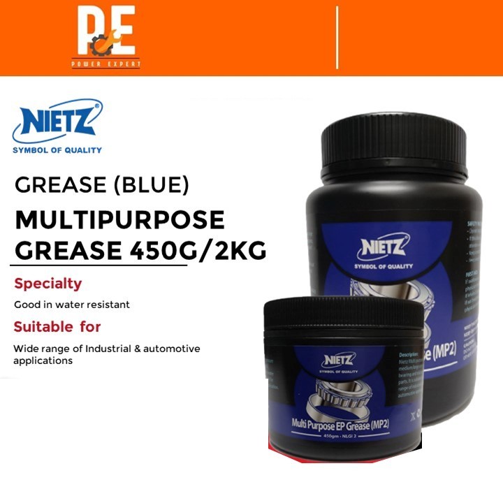 NIETZ LITHIUM EXTREME PRESSURE (EP) GREASE 450G / 2KG (BLUE) | Shopee ...