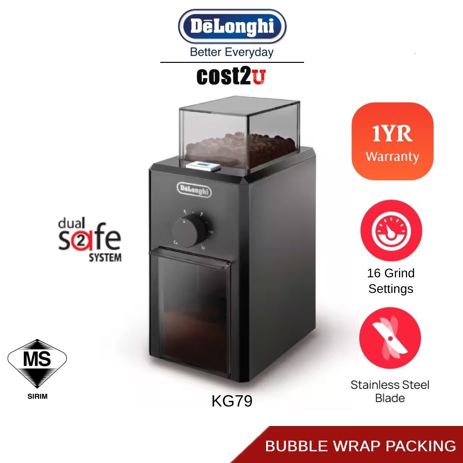 Delonghi 12 Cups Burr Coffee Grinder with Multiple Grind Settings ...
