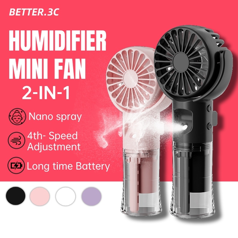 F4 Mini Spray Fan Portable Handheld Cute Fun USB Rechargeable Fans Outdoor Office Water Spray ...