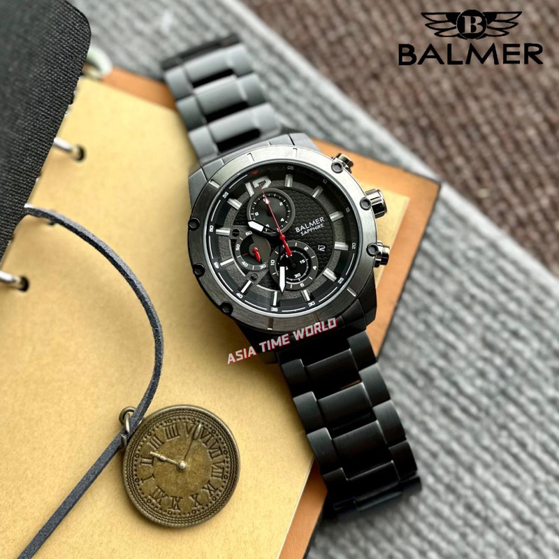 [Original] Balmer 8161G BK-4 Chronograph Sapphire Men's Watch with Black Dial Black Stainless ...