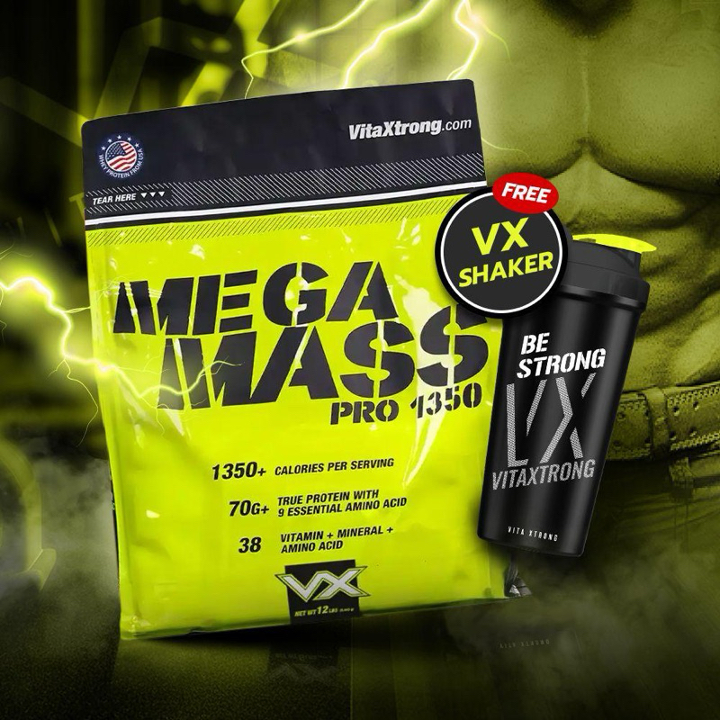MEGA MASS PRO 1350 VITAXTRONG 12lbs /5.4kg (70g protein with added ...