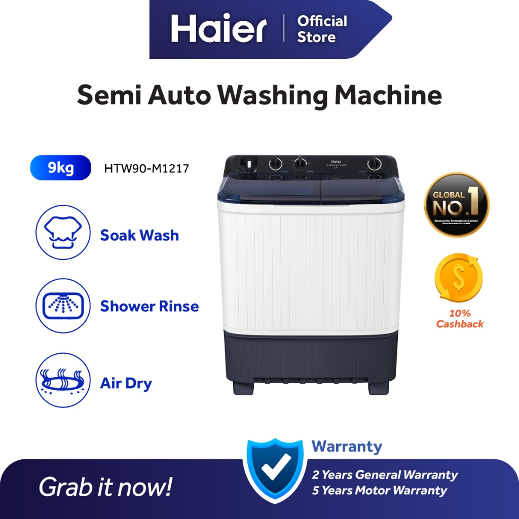 Haier 9KG Semi Auto Washing Machine Twin Tub HTW90-M1217 | Shopee Malaysia