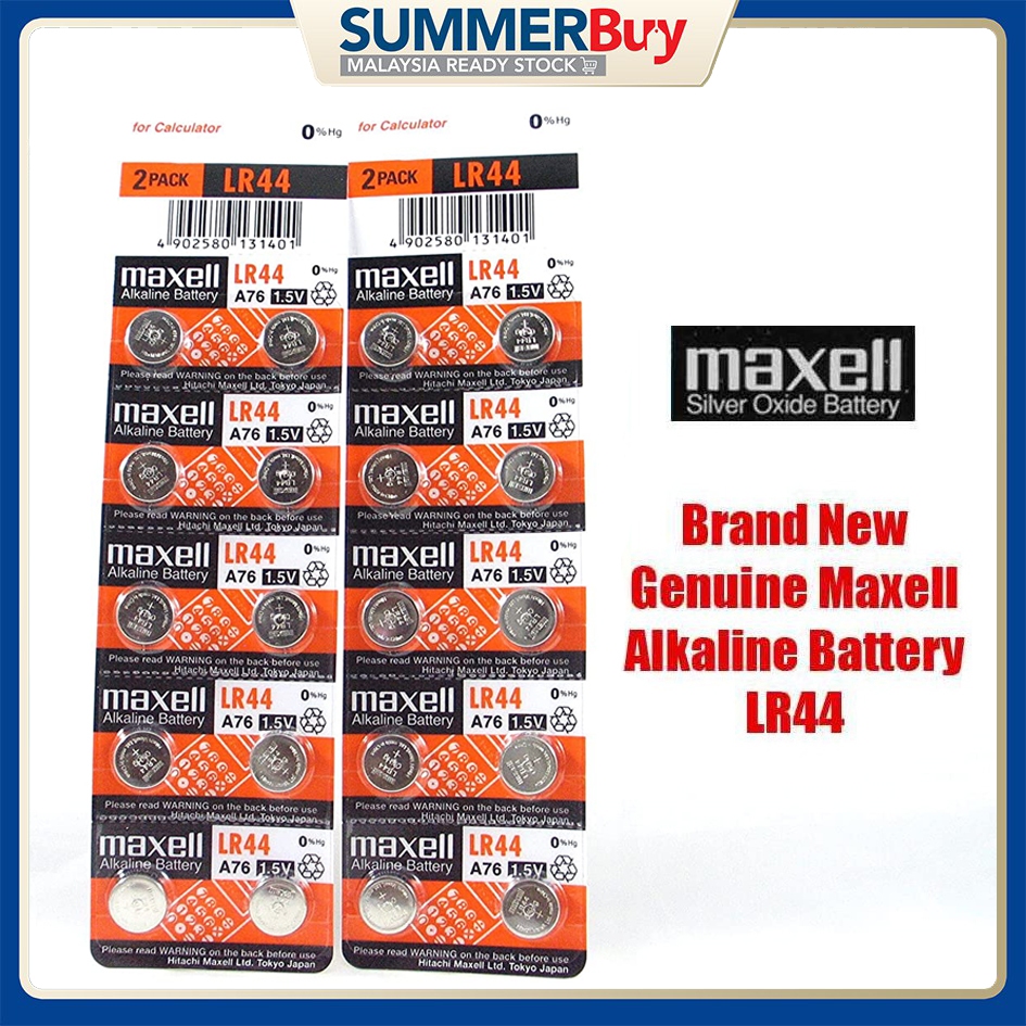 10PCS LR41 LR44 LR1130 Maxell Micro Alkaline Battery Button Cell Lithium SB | Shopee Malaysia