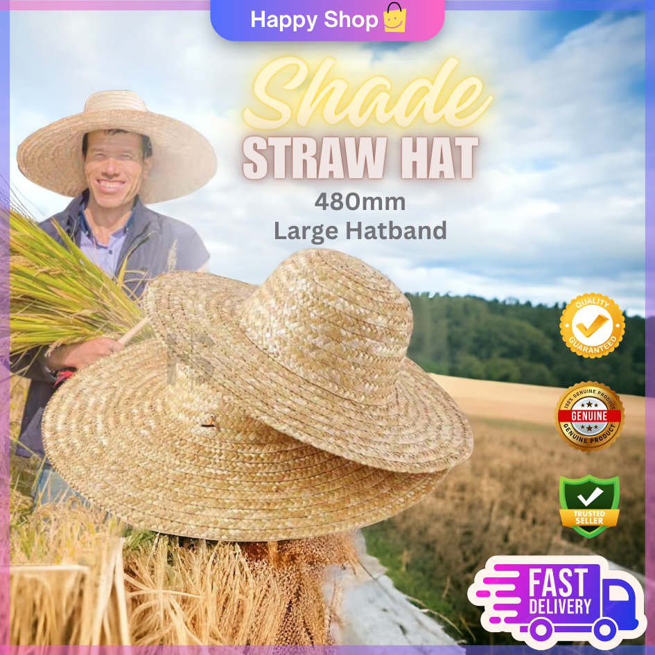 480mm #20 BIG STRAW SUN SHADE HAT/TOPI JERAMI PETANI/HAT FARMER/TOPI ...
