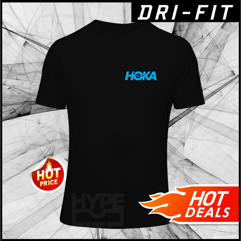 Dri Fit NEW Hoka Logo Running Hiking Shoes Logo T-Shirt Tee Microfiber ...