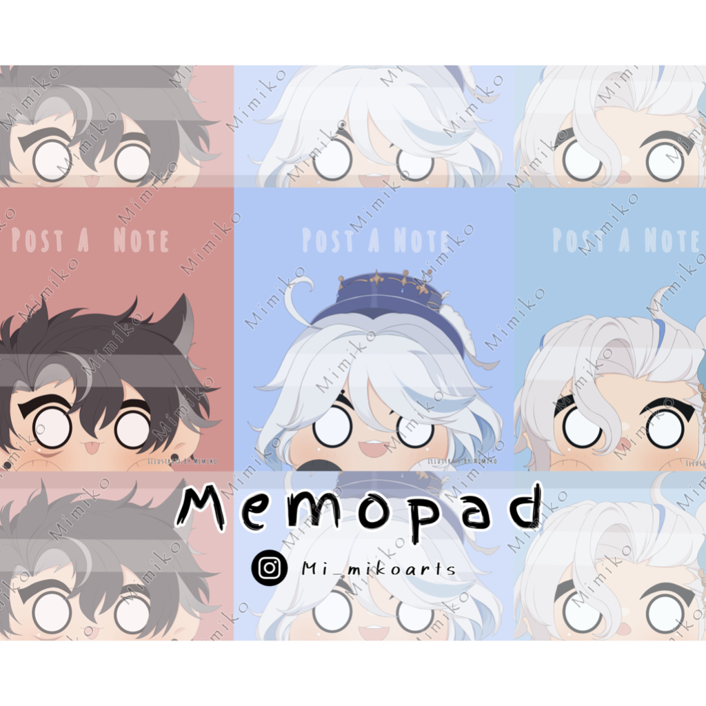 Genshin impact Memopad Notepad Wriothesley Furina Neuvillette 75 gsm 80 ...