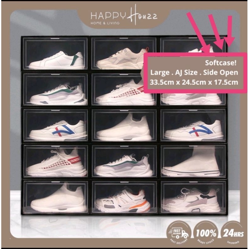 【READY STOCK】HAHO Side View Large Stackable Softcase Shoe Box Storage ...