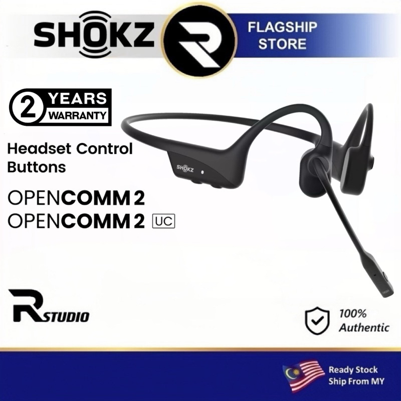 SHOKZ® OpenComm 2 UC Bone Conduction Open-Ear Stereo Bluetooth Headset ...