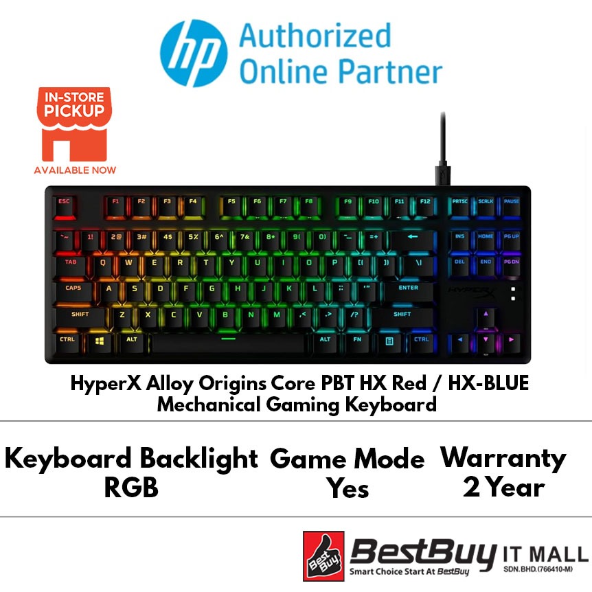 HYPER-X HYPERX ALLOY ORIGINS CORE PBT MECHANICAL GAMING KEYBOARD- HX ...