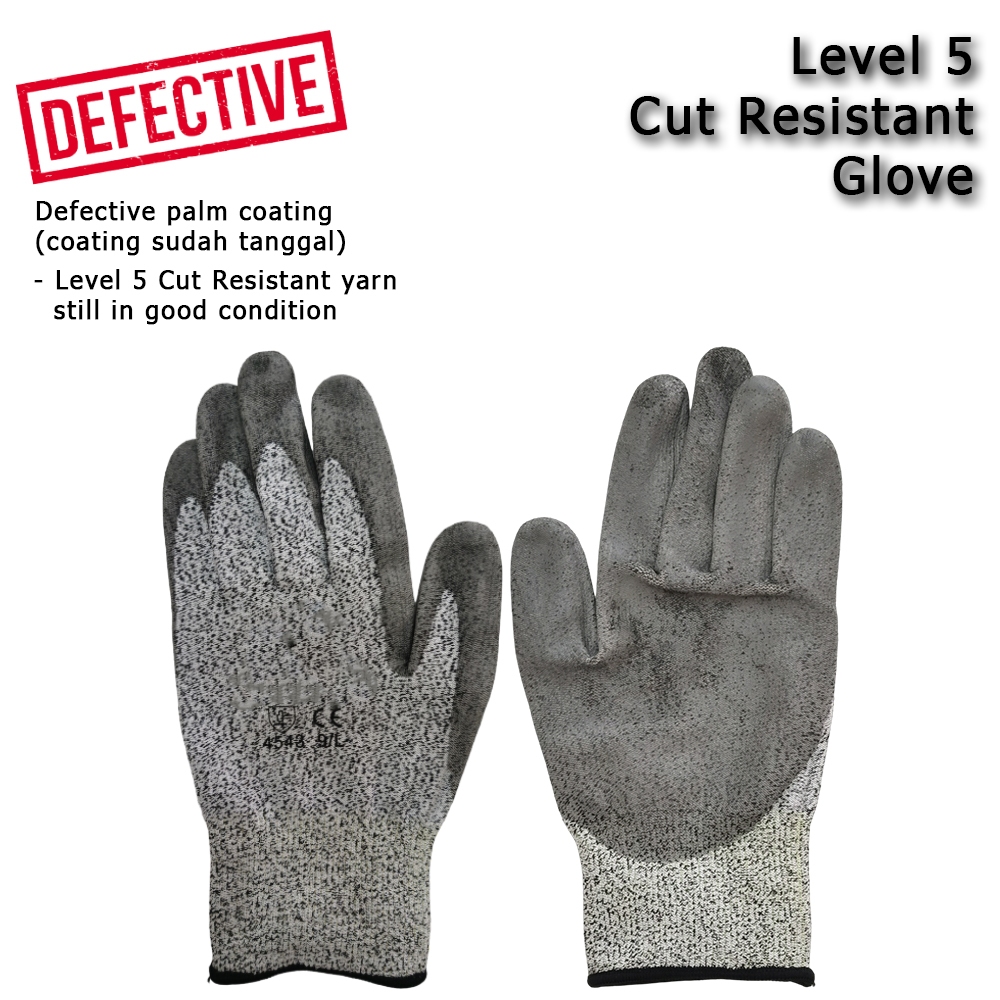[DEFECT] Level 5 Cut Resistant Palm Coated Grip Hand Glove / Anti-Cut ...