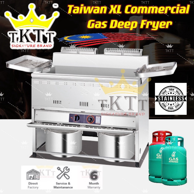 TKTT 70L 90L Taiwan Commercial Gas Deep Fryer Machine Auto Temperature Mesin Goreng Ayam Gunting ...