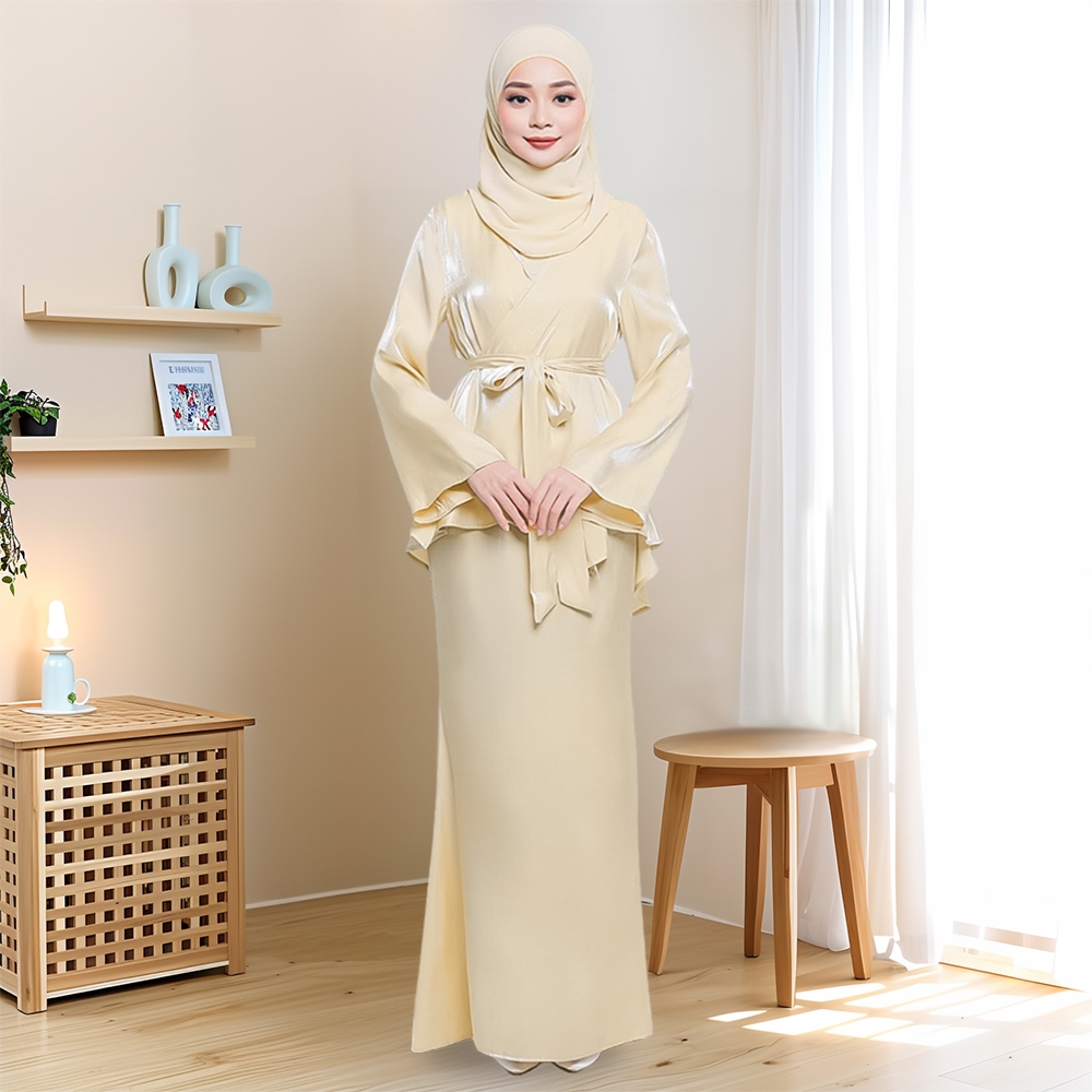 Shantung Silk Baju Kurung Moden Satin Ironless Kurung Muslimah Plain Kebaya Premium Raya 2025 ...