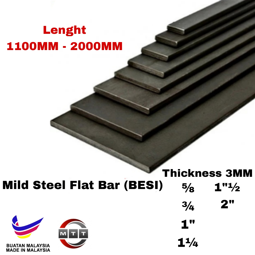 MILD STEEL (BESI) FLAT BAR 1100MM-2000MM (DIFFERENT SIZES AND LENGTH ...