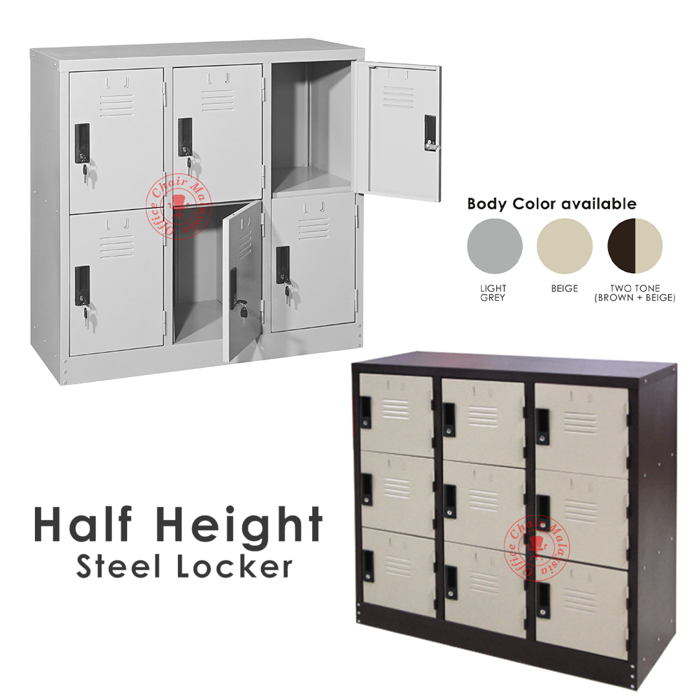 Half Height 6 / 9 Compartment Steel Locker - Office Steel Cabinet ...