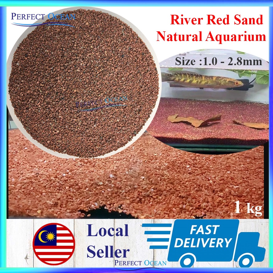 River Red Sand Natural Aquarium 1-3mm - 1kg Gravel Pasir Malang Merah ...