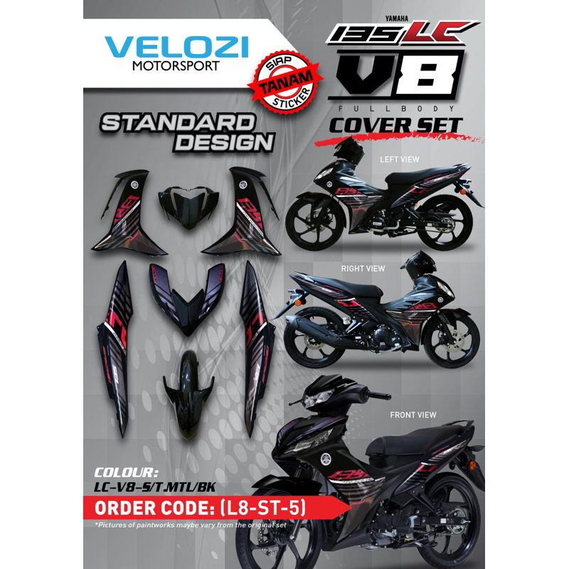 COVERSET LC V8 ORIGINAL VELOZI STANDART DESIGN HITAM PURBA BATMAN ...