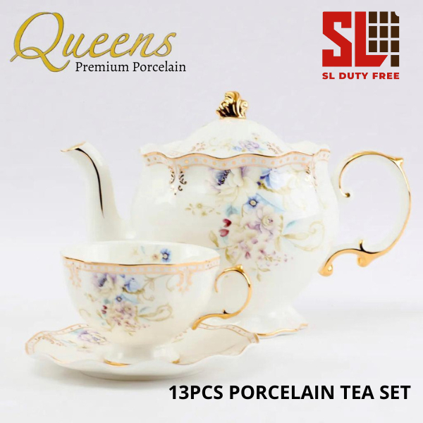 Queens 13pcs Premium Porcelain Tea Set/Drinkware/Tea Pot Set/Cup ...