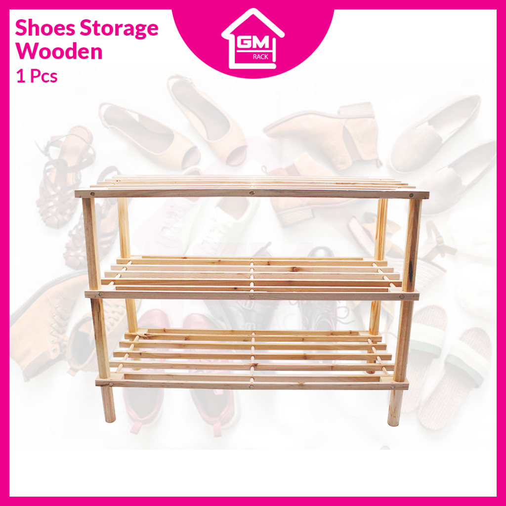 [GMRACK] RACK KASUR KAYU BERTINGKAT 3/WOODEN SHOE RACK/3 TIER SHOE RACK ...