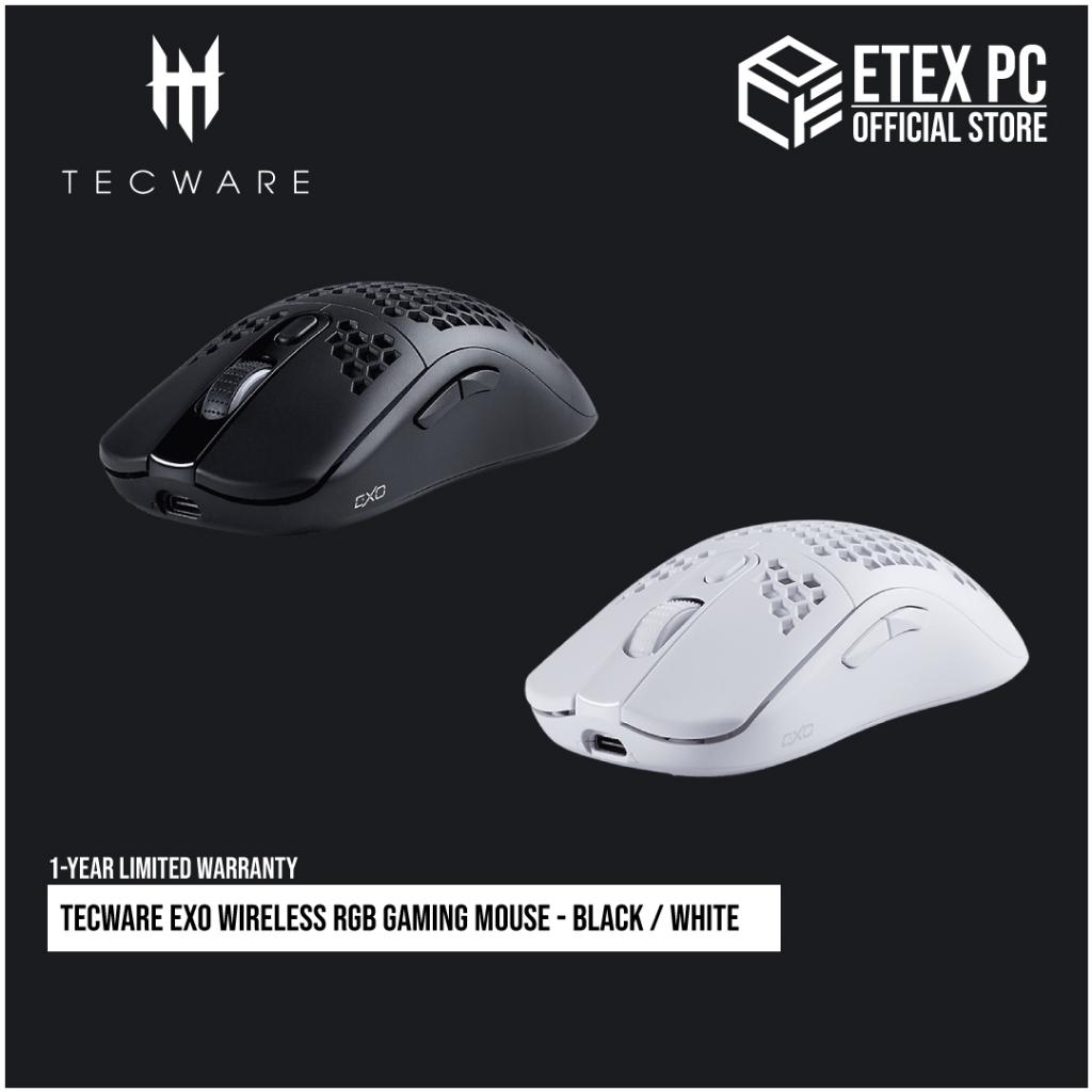 Tecware Exo Wireless RGB Gaming Mouse - Black / White # TWAC-EXOW-BK ...