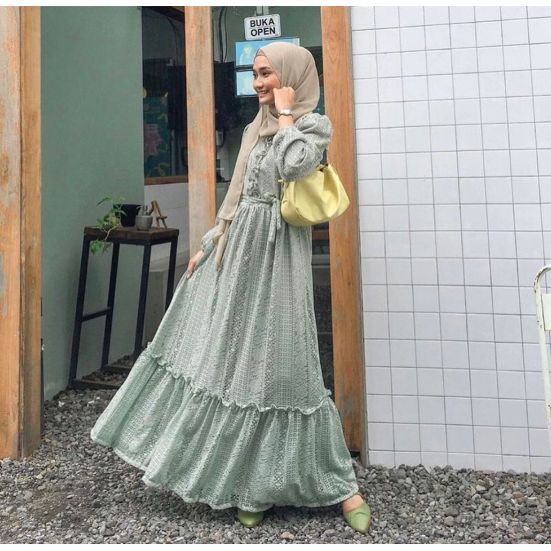 New Athlea Brocade Dress | Indonesia Dress | Dress Raya Baju Raya Hijau ...