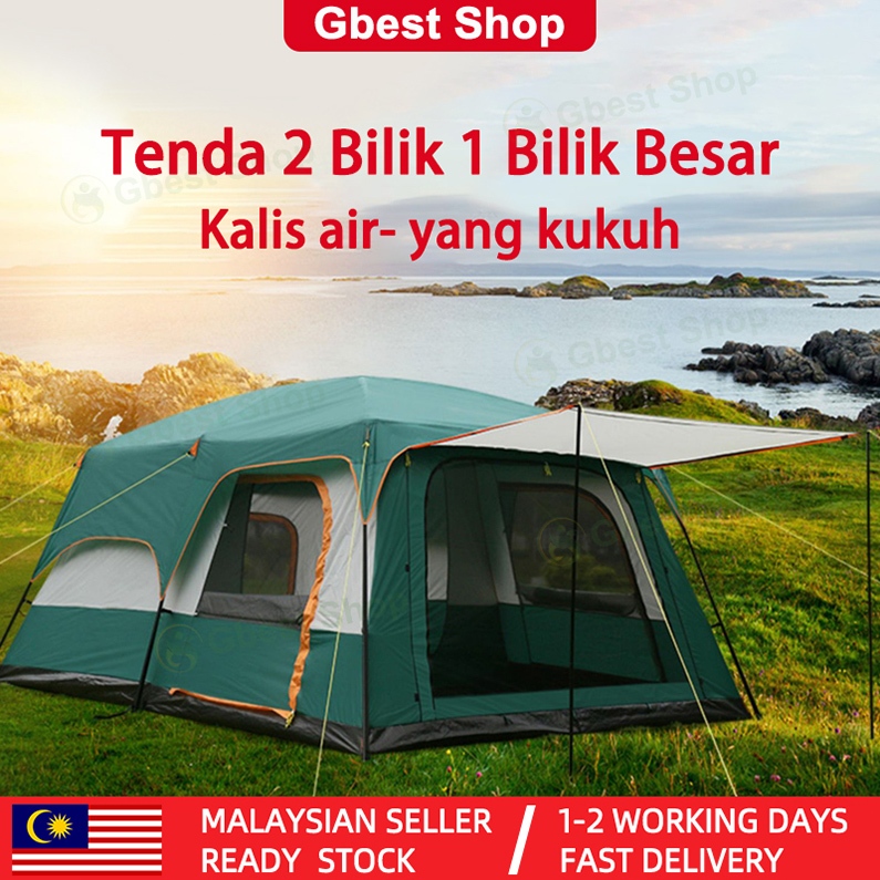 khemah unta Outdoor automatic camping family tent Waterproof Flysheet ...