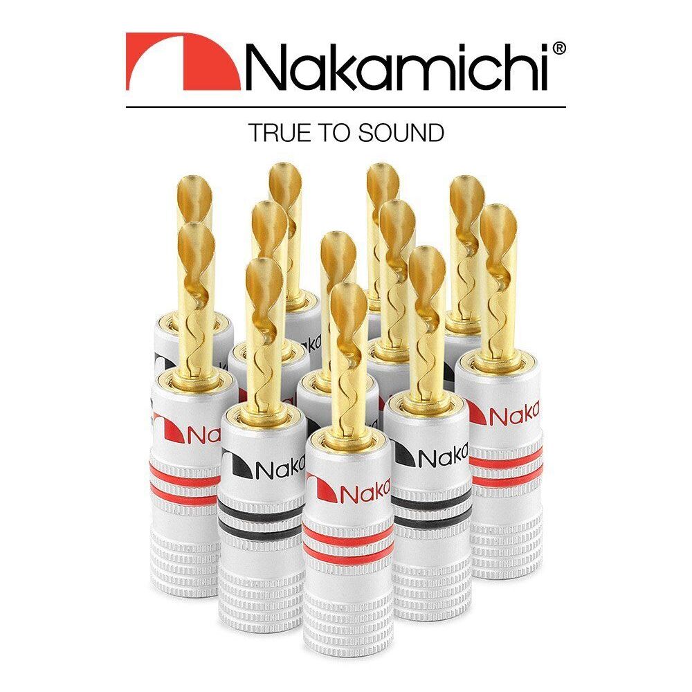 Nakamichi Excel Series 24K Gold Plated BFA Banana Plug 12-18AWG Gauge Size 4mm Speakers ...