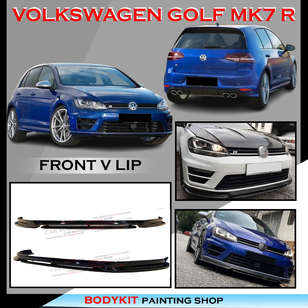 VOLKSWAGEN GOLF MK7 R/RLINE STYLE FRONT V-LIP BUMPER LIP WITH PAINT ...