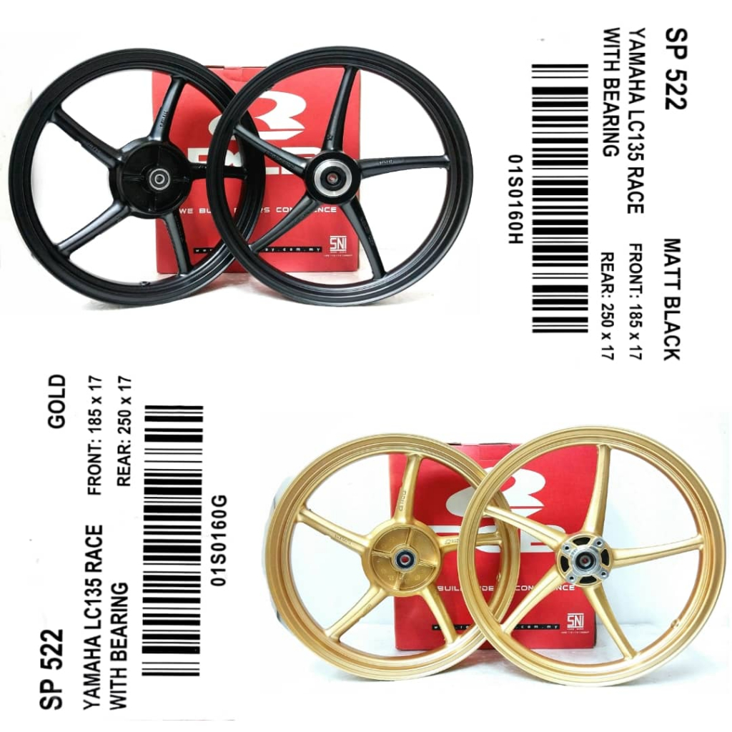 RACING BOY RB SPORT RIM SP522 LC135 RACE 185/250X17 WITH BEARING GOLD ...