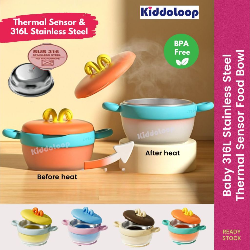 Baby Food Thermos Stainless Steel Bowl Temperature Sensor Food ...