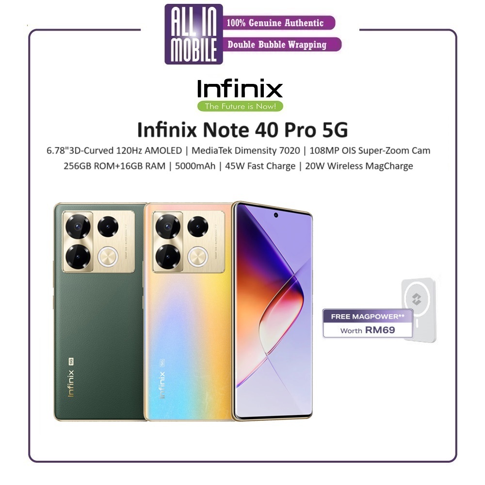 [Free MagPower] Infinix Note 40 Pro 5G | Note 40 (256GB ROM | 8GB+8GB ...