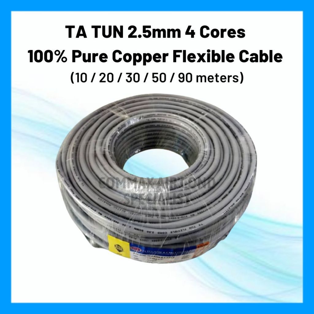 Ta Tun 2.5mm 4 Cores Flexible Cable 100% Pure Copper Wire/ Cable ...