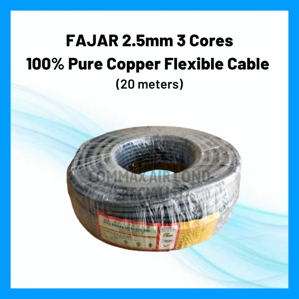 20 Meters - FAJAR 2.5MM 3 CORE FLEXIBLE 100% PURE COPPER CABLE | Shopee Malaysia