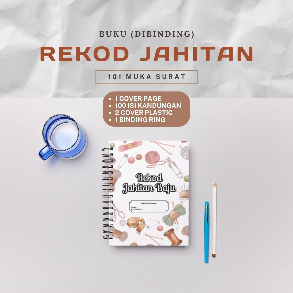 buku rekod jahitan baju dibinding 101 muka surat (1 cover page 100 ...