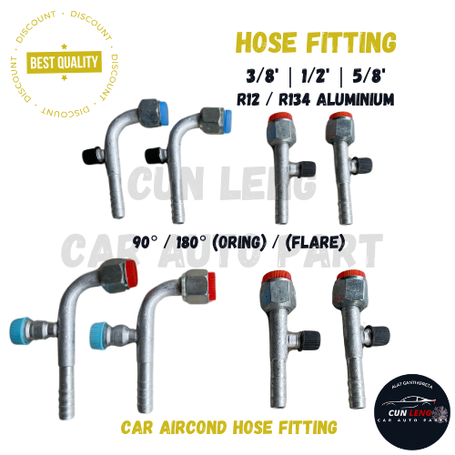 Aluminium Automotive AirCond R12 / R134 Hose Fitting With Gas ( 3/8 , 1 ...