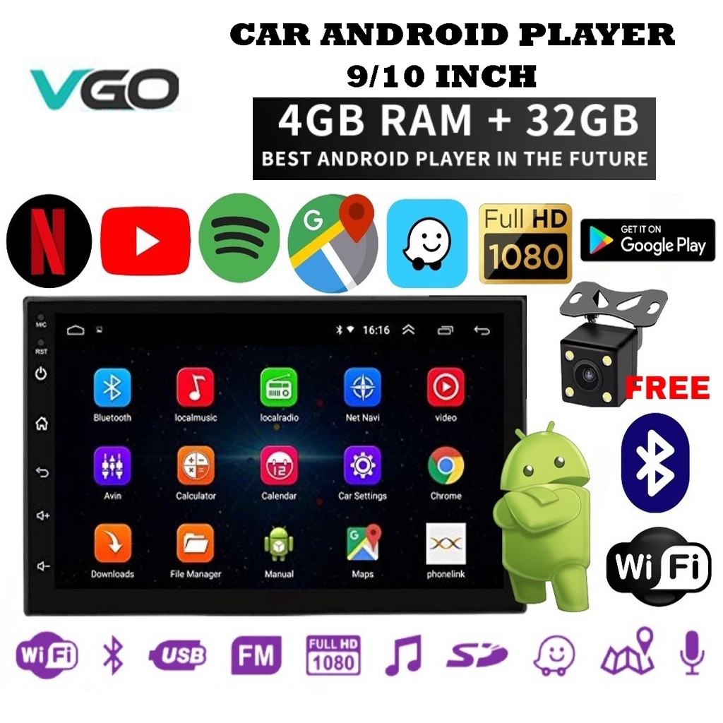 VGO [4GB RAM+32GB ROM]2024 Newest Android Player 9"10" inch Quad Core ...