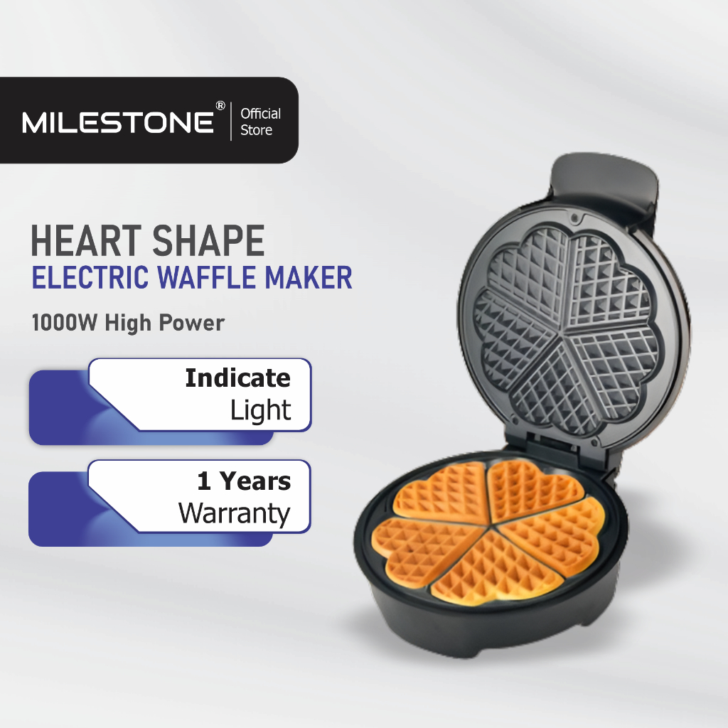 Heart Shape Waffle Maker Non-Stick Waffle Griddle Iron with five Heart ...