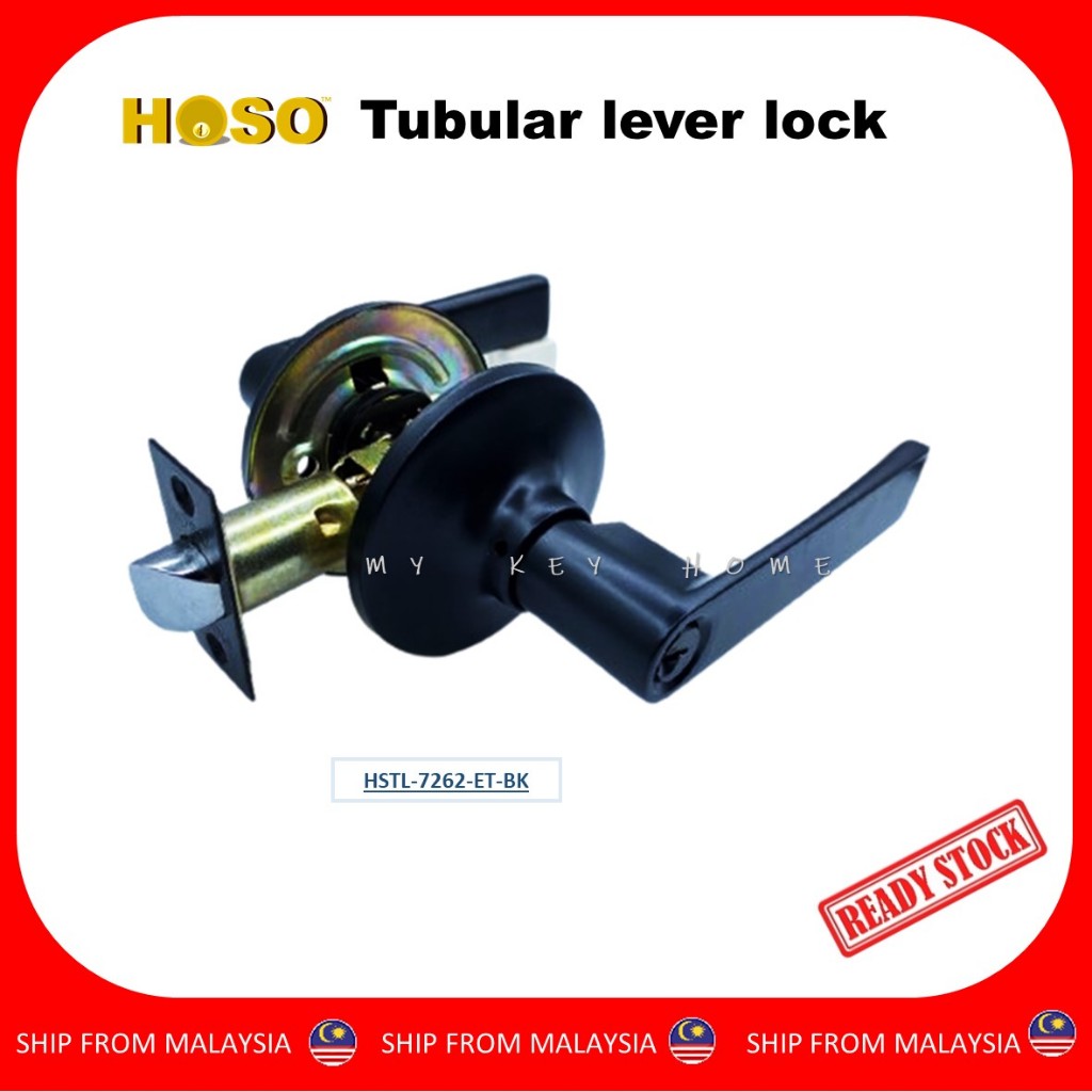 HOSO Tubular Lever Handle HSTL 7262 Entrance Matte Black Door Lock Matt ...