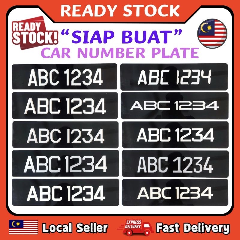 1pc Standard Car Number Plate *PLASTIC FONTS* Nombor plat kereta ...