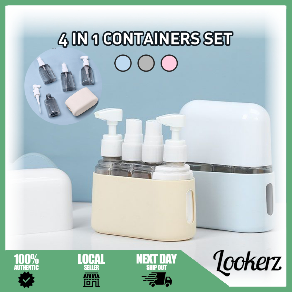 [MY] 4 in 1 Container Set/ Portable Travel Bottle Set/ Silicone Sleeve ...