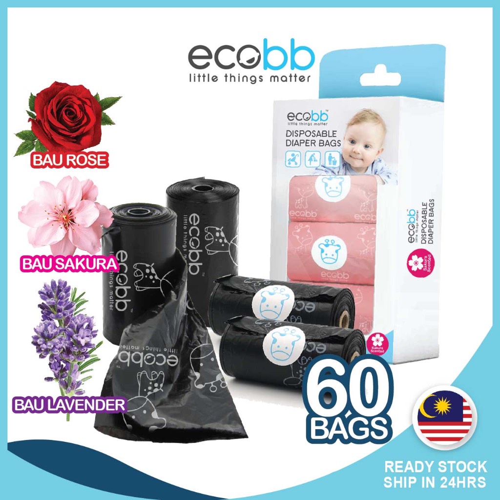 60pcs Disposable Plastic Bag Refill Bags Baby Diaper Storage Bag Beg ...